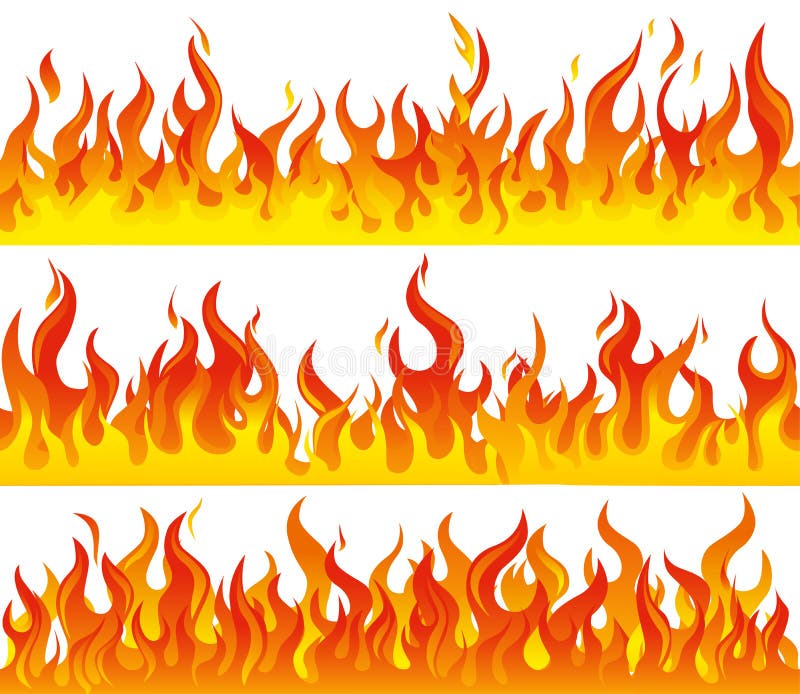 Fire Flame Seamless Border Icon Set Stock Vector - Illustration of ...