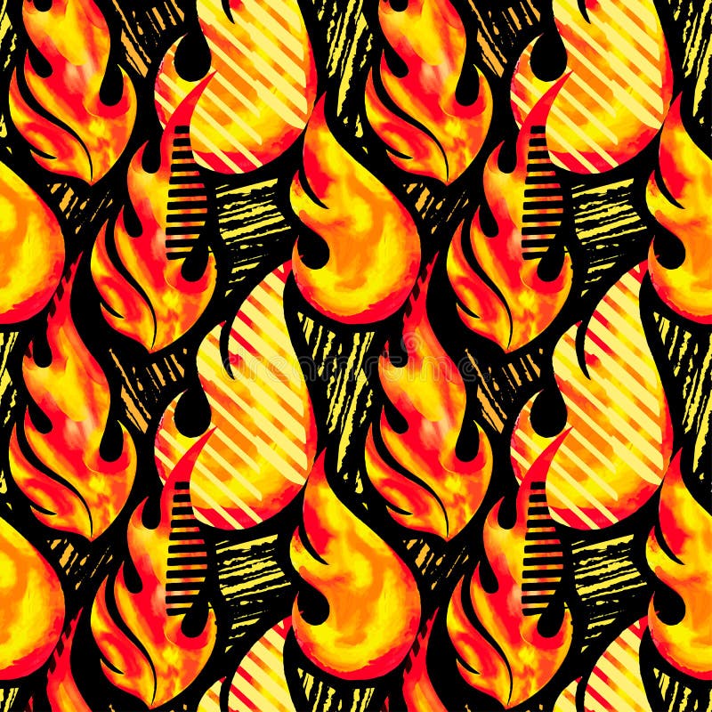 Fire Flame Seamless Pattern Stock Vector - Illustration of pattern ...