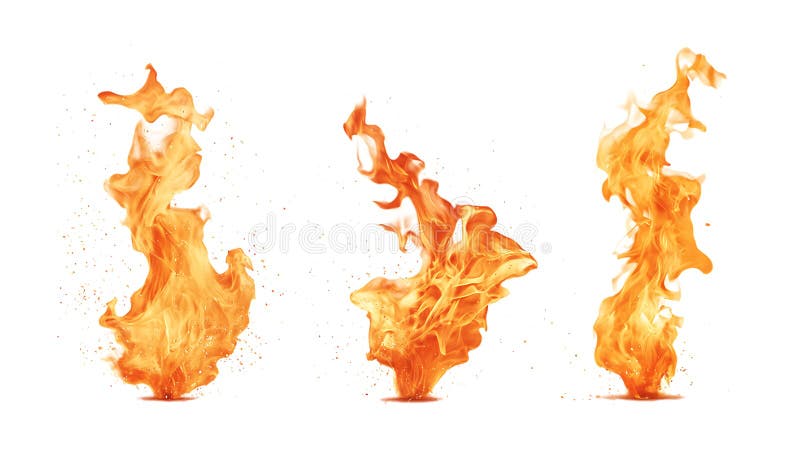 Fire Flame Set in Three Different Poses on Transparent Background for ...