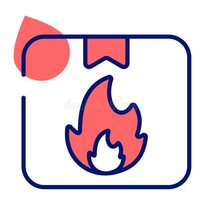 Fire Flame Sign with Package Symbolizing Icon of Flammable Delivery ...