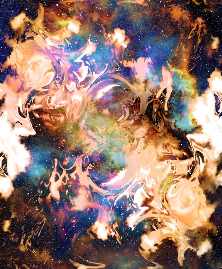 Fire Flame in Space. Cosmic Space and Stars, Color Cosmic Abstract ...