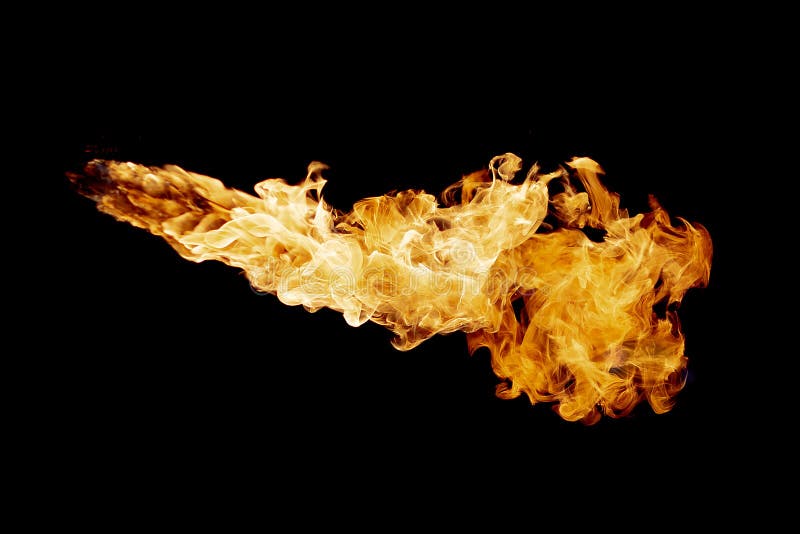 Fire Flame Stream on Dark Black Background Stock Photo - Image of ...