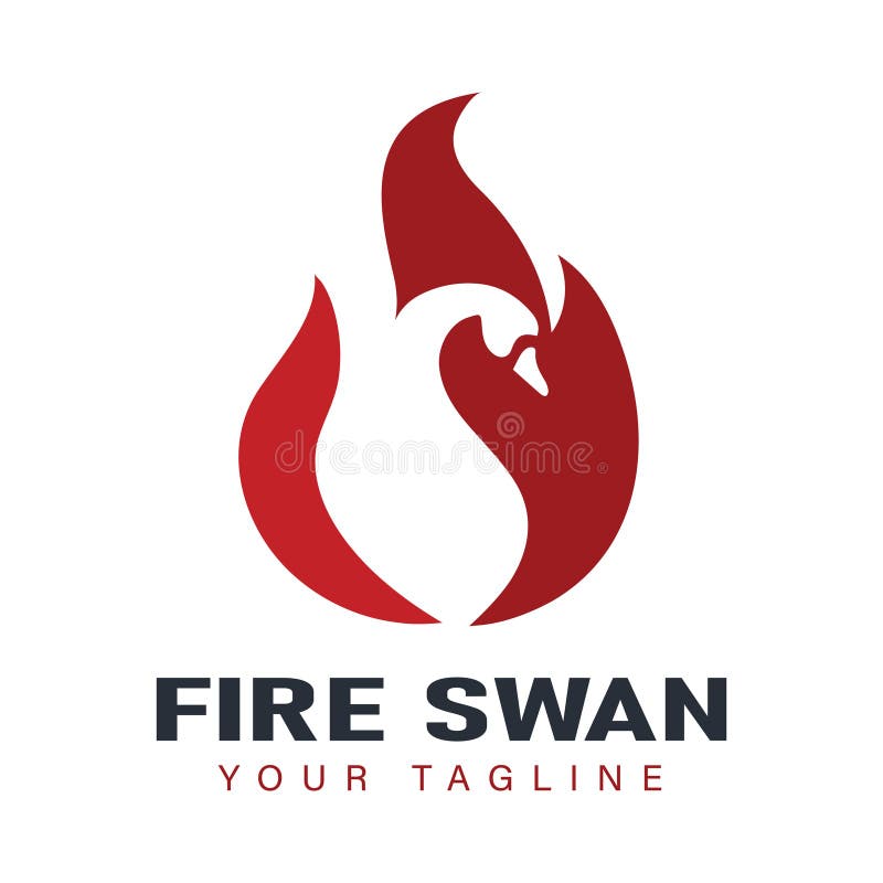 Fire Flame with Swan for Restaurant Logo Design Vintage Retro Vector ...
