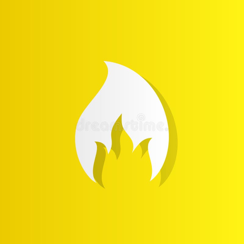 Fire Flame Symbol Sign White Icon with Shadow Stock Illustration ...