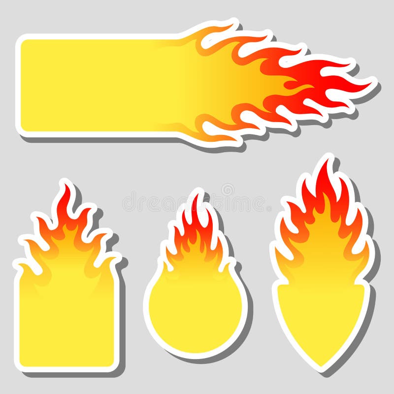 Fire, flame tag label set stock vector. Illustration of globe - 42513286