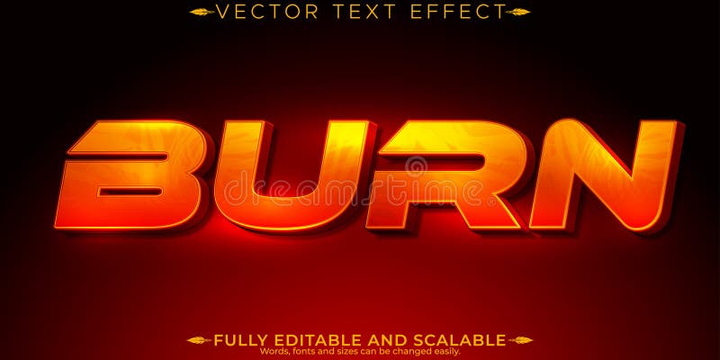 Fire Flame Text Effect, Editable Red and Hot Text Style Stock Vector ...