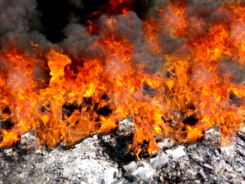 Fire and Flame Texture Background. Fire with Black Smoke and Dust ...