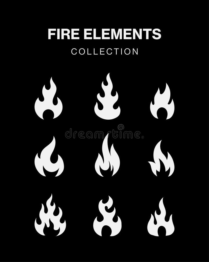 Fire Flame Vector Elements Collection Stock Vector - Illustration of ...