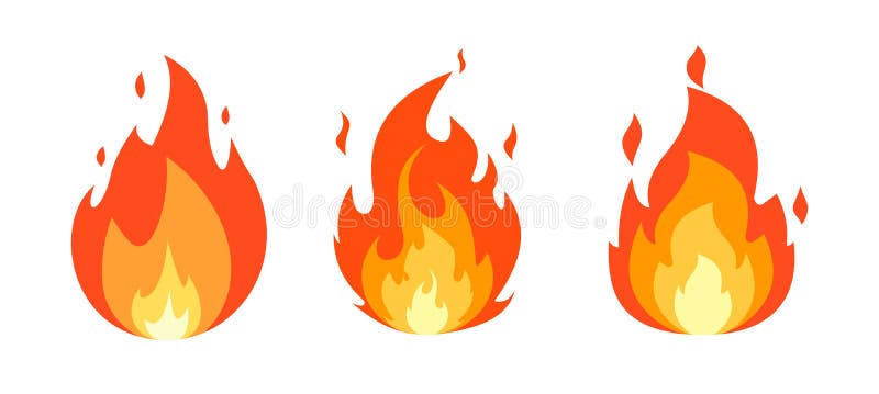 Fire Flame Vector Icons. Fireball Set Stock Vector - Illustration of ...