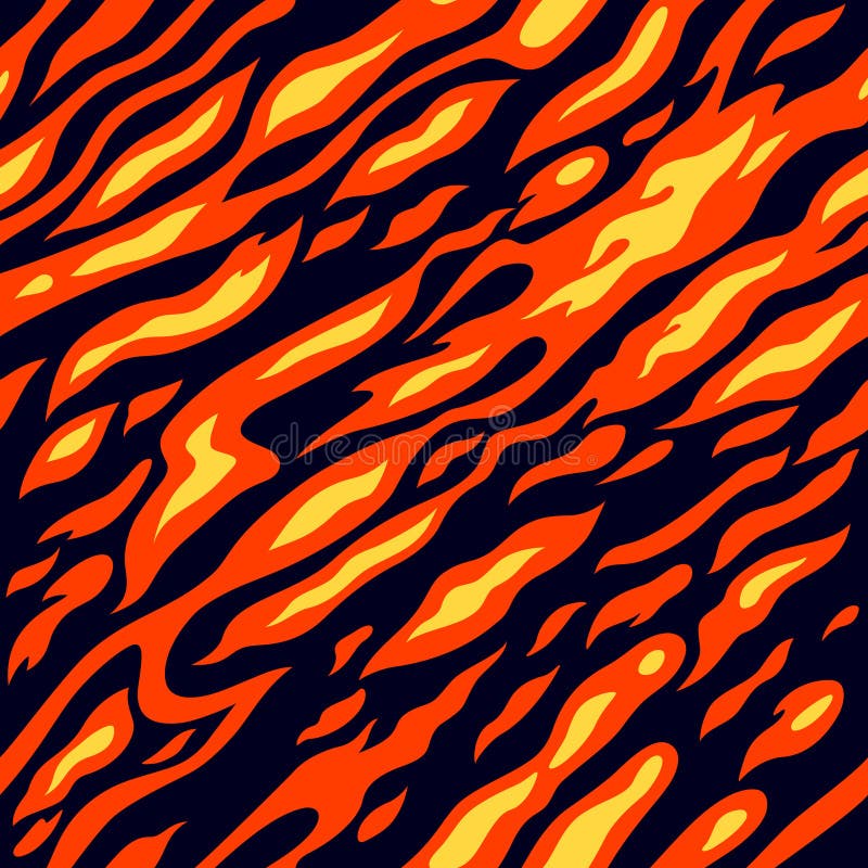 Fire Flame Vector Seamless Pattern. Abstract Burn Fire Texture in ...