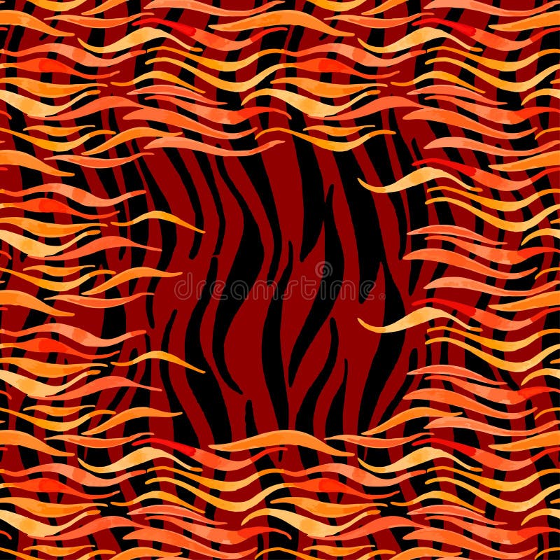 Fire Flame Watercolor Vector Seamless Pattern-model for Design O Stock ...