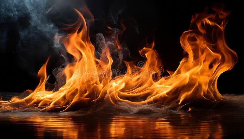 Fire Flame Waves on Dark Background Stock Illustration - Illustration ...