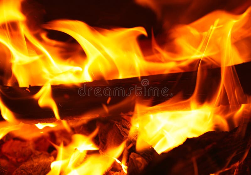 Fire Flame from Wooden Firewood. Background Stock Photo - Image of ...