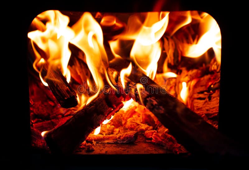 Fire Flame from Wooden Firewood. Background Stock Image - Image of ...