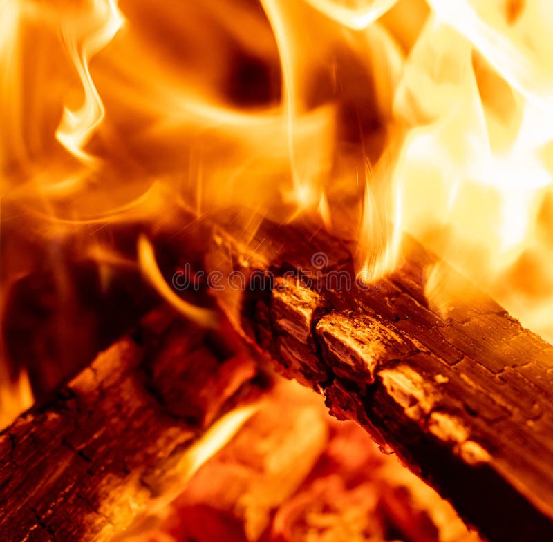 Fire Flame from Wooden Firewood. Background Stock Photo - Image of ...