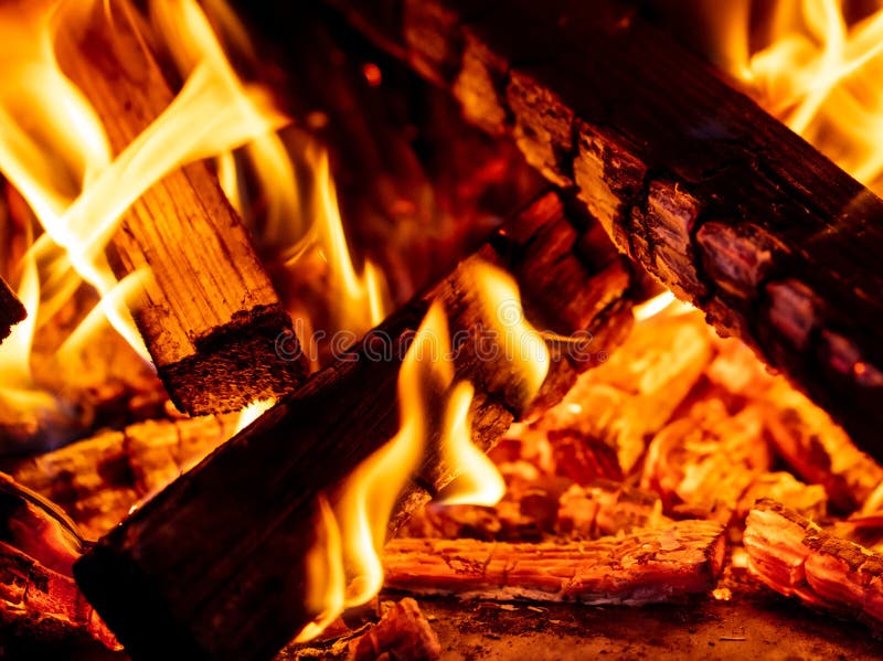 Fire Flame from Wooden Firewood. Background Stock Image - Image of ...