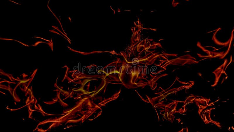 Fire Flames on Abstract Art Black Background Stock Photo - Image of ...