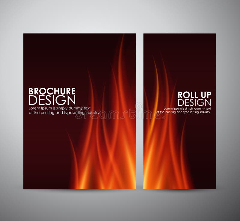 Fire Flames Background. Brochure Business Design Template or Roll Up ...
