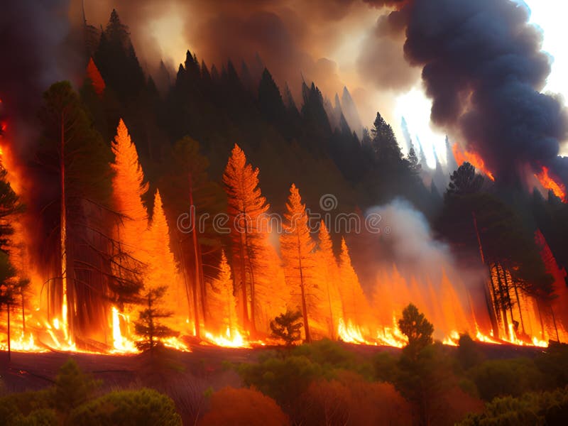 Mountain Scenery Forest Fire Stock Illustrations – 456 Mountain Scenery ...