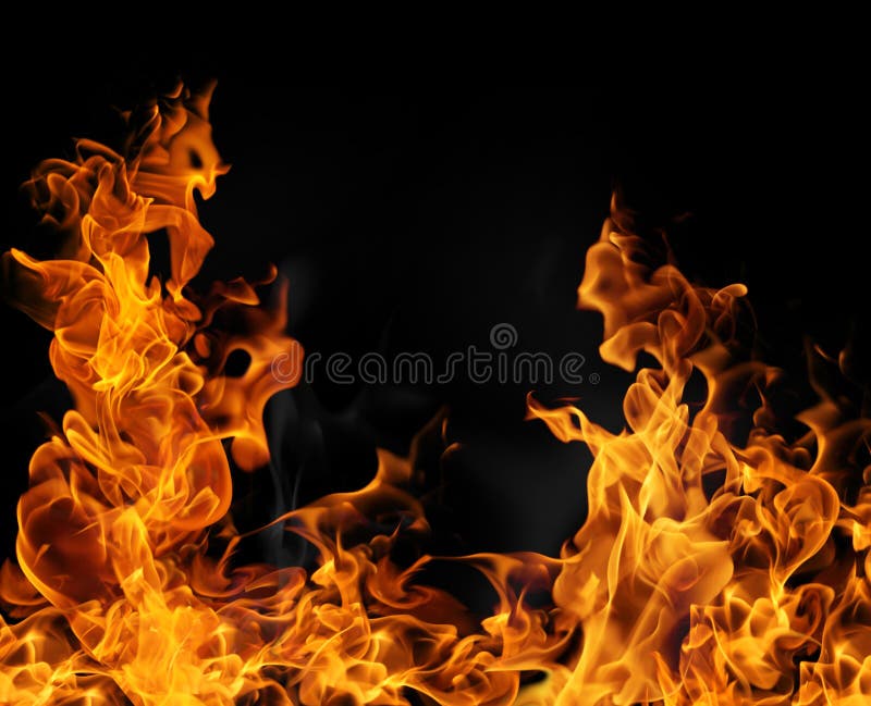 Fire Flames on Black Background Stock Image - Image of flammable ...