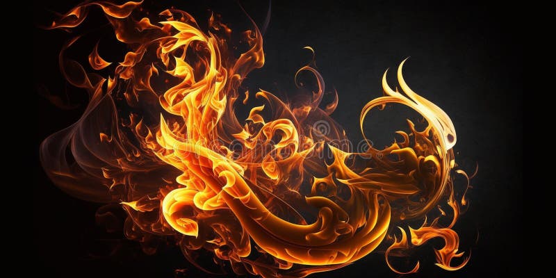 Fire Flames on Black Background Stock Illustration - Illustration of ...