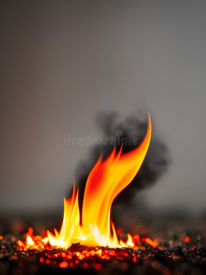 Fire Flames on Black Background, AI Generated Stock Illustration ...
