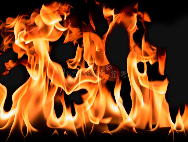 Fire Flames on Black Background Stock Illustration - Illustration of ...