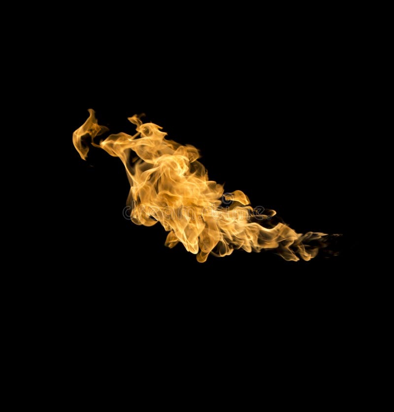 Fire Flames Collection Isolated on Black Background Stock Image - Image ...