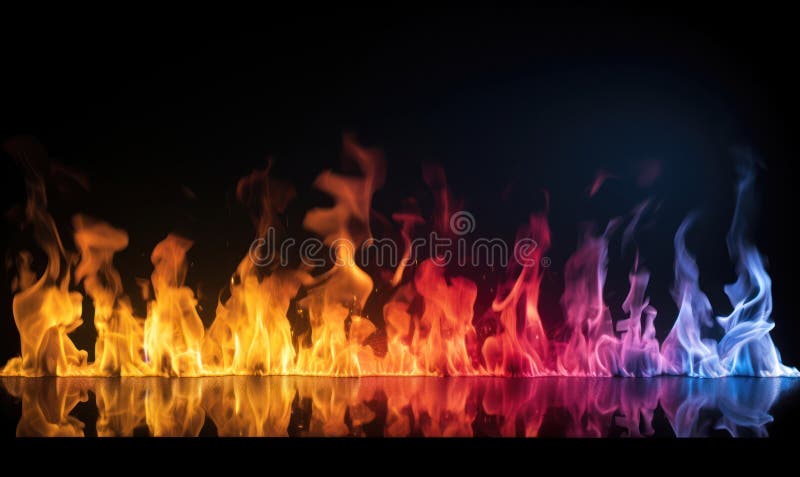 Fire Flames on Black Background. Abstract Blaze Fire Flame Texture ...