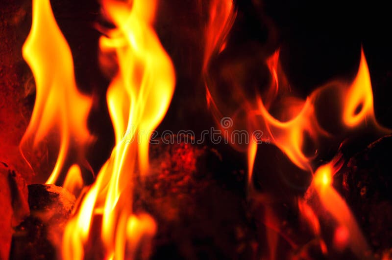 Fire Flames on a Black Background. Blaze Fire Flame Texture Back Stock ...