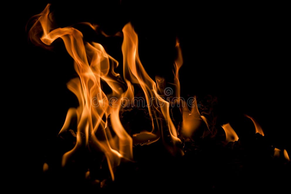 Fire Flames on Black Background. Blaze Fire Flame Texture. Fire Flame ...