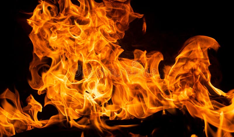 Fire Flames on Black Background. Fire Burn Flame Isolated. Fire Flames Texture. Flaming Burning ...