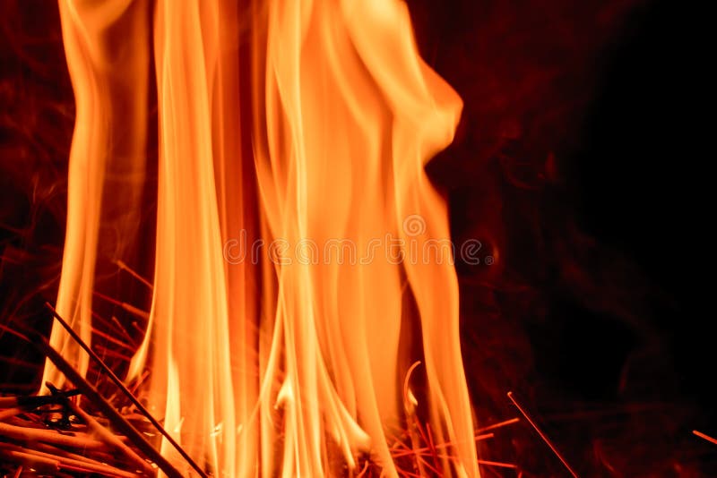 The Flames are Burning in the Furnace. Blazing Flames Flare in the ...