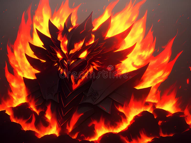 Fire Flames on a Black Background , Evil Fire Monster in the Hell, AI ...