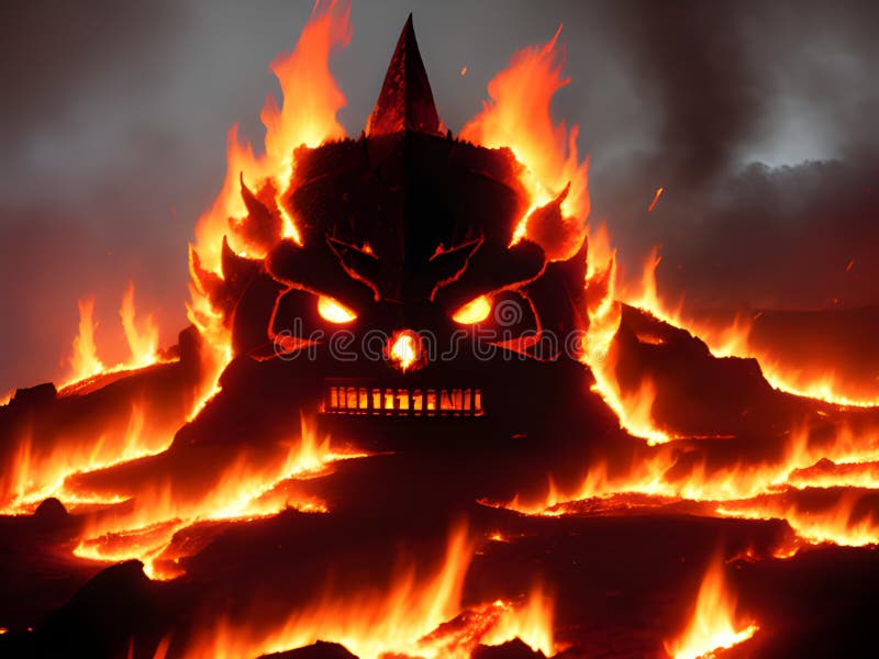 Fire Flames on a Black Background , Evil Fire Monster in the Hell, AI ...