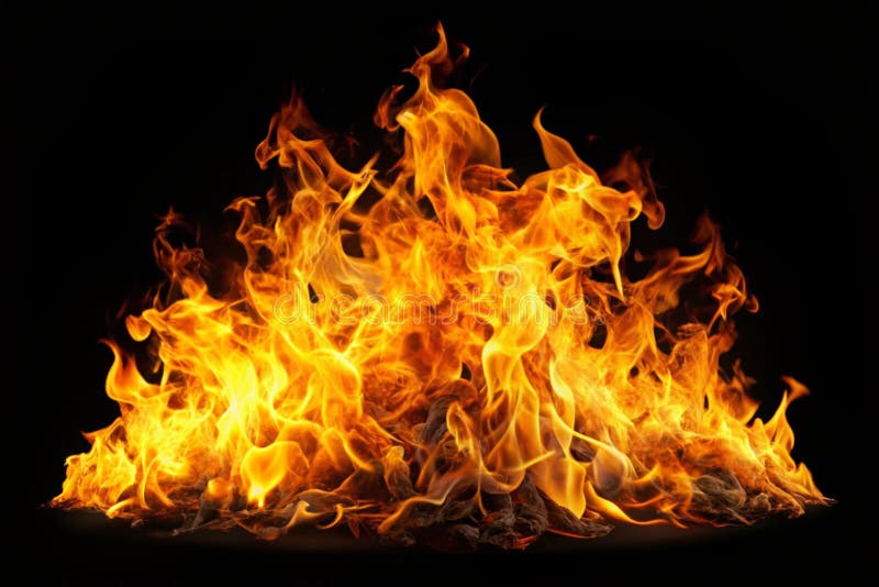 Fire Flames on Black Background. Fire Burn Flame Isolated, Abstract ...