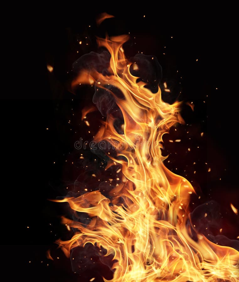 Fire Flames on Black Background Stock Photo - Image of abstract, fiery ...