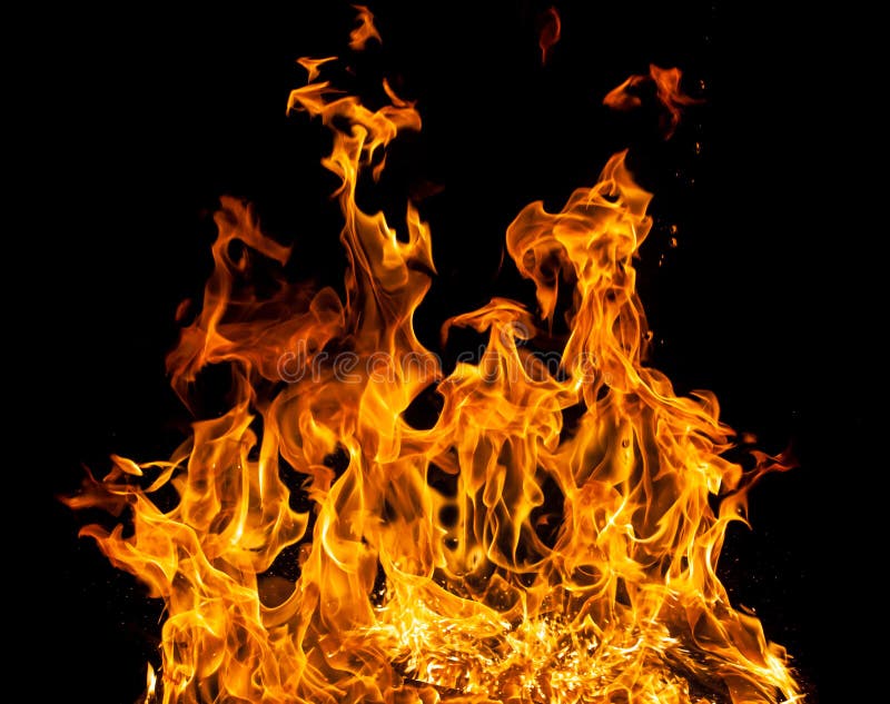 Fire Flames on a Black Background Stock Image - Image of abstract ...