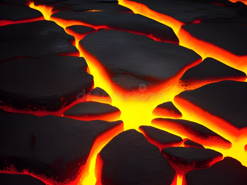 Fire and Lava on Black Background, AI Generated Stock Illustration ...