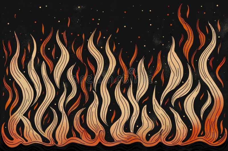 Fire Flames on a Black Background, Vector Illustration of a Fire Stock ...