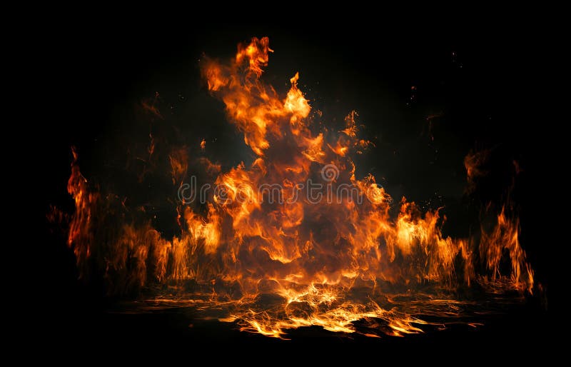 Eerie Flames with Shadow Figures - Generative AI Stock Illustration ...