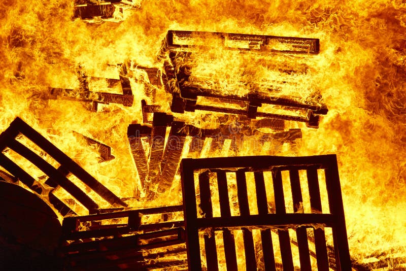 Fire Flames on a Bonfire. Fireman Emergency Stock Photo - Image of ...