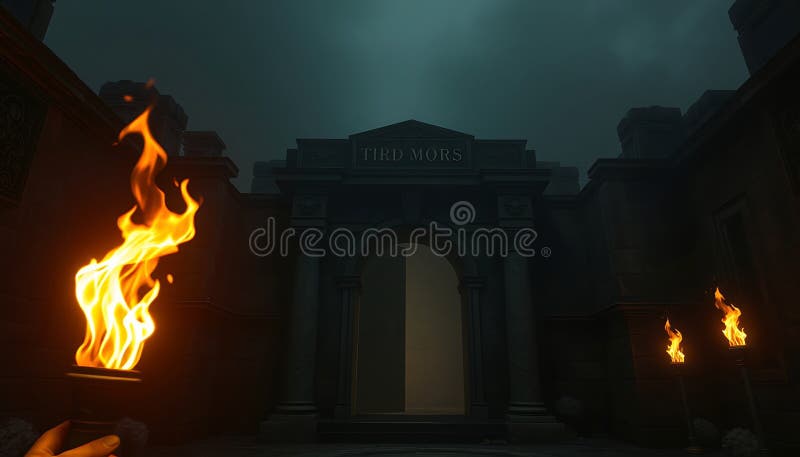 Fire Flames Burning Structure Ruin Generative AI Stock Illustration ...