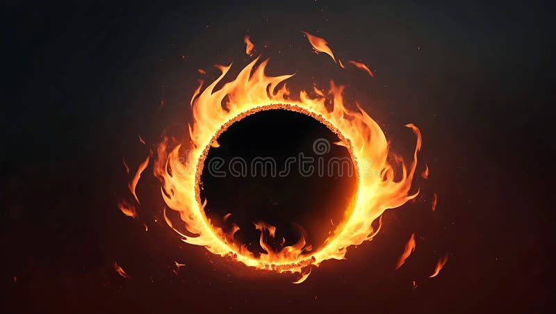 Circle Shape Realistic Fire Ring with Fire Particles Ai Generated Stock ...
