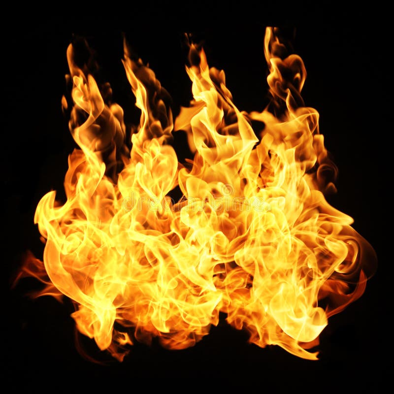 Fire Flames Collection Isolated on Black Background Stock Photo - Image ...