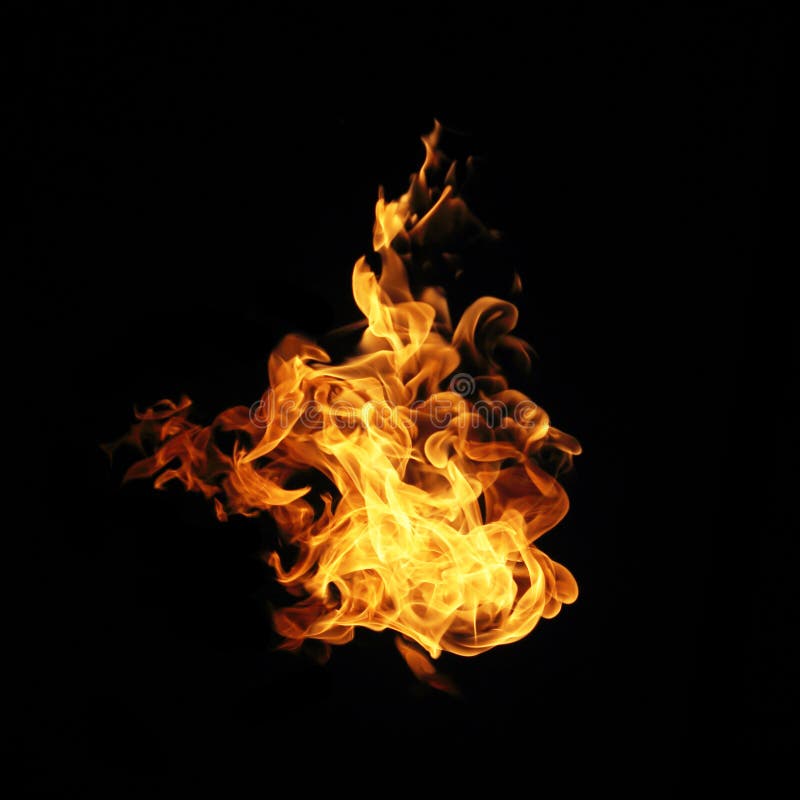 Fire Flames Collection Isolated on Black Background Stock Image - Image ...