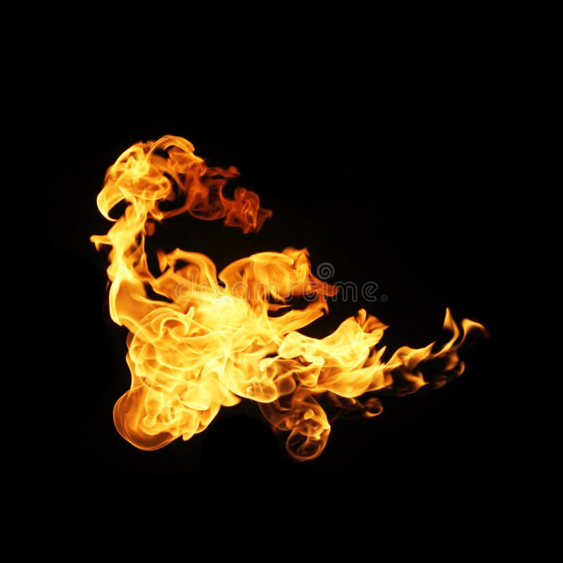 Fire Flames Collection Isolated on Black Background Stock Image - Image ...