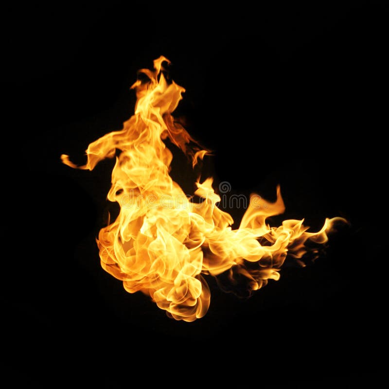 Fire Flames Collection Isolated on Black Background Stock Image - Image ...