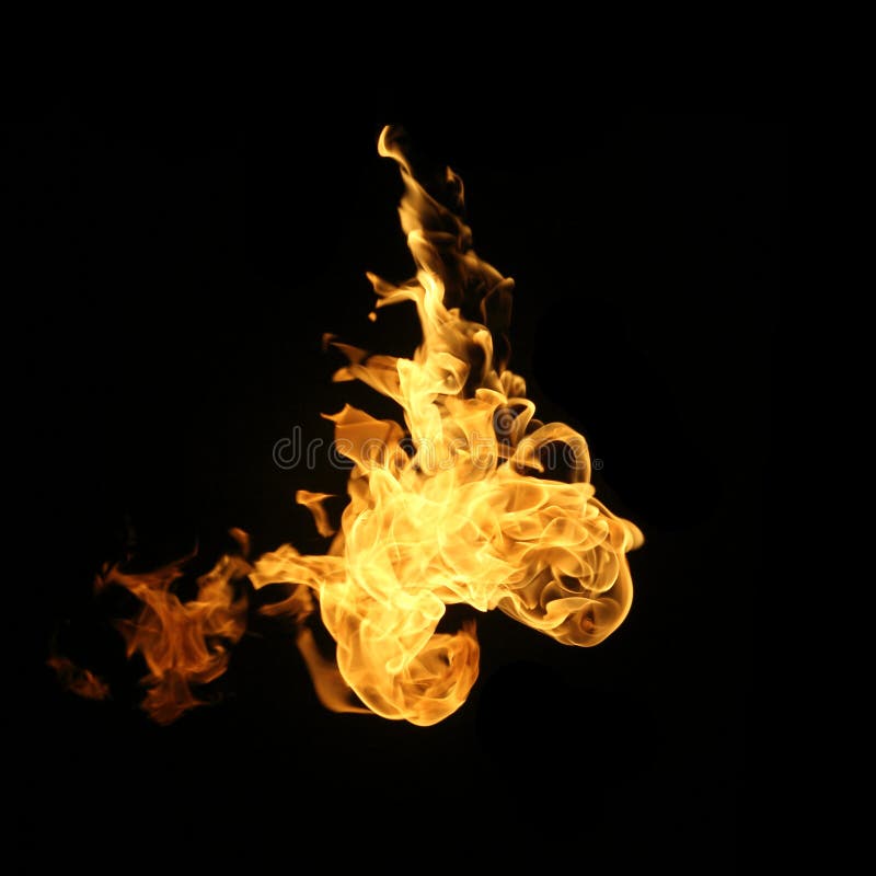 Fire Flames Collection Isolated on Black Background Stock Image - Image ...
