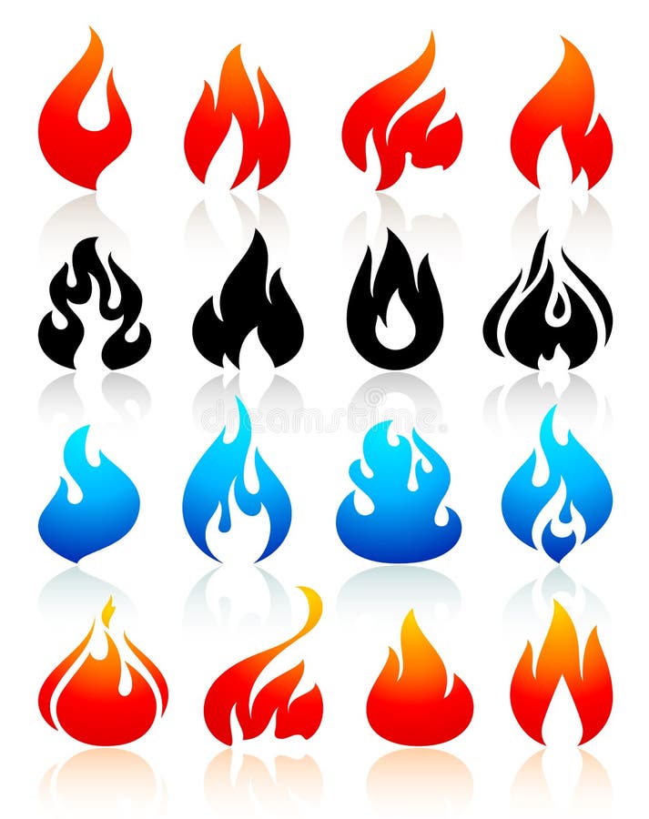 Fire Flames Colorful, Set Icons Stock Vector - Illustration of burn ...